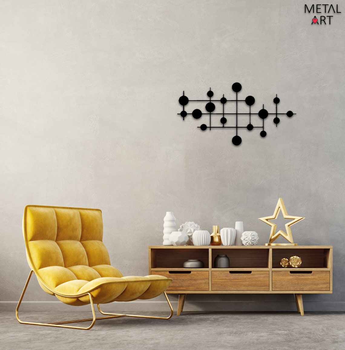 Circles Wall Decor Overlapping Circles Grid Metal Circles - Etsy