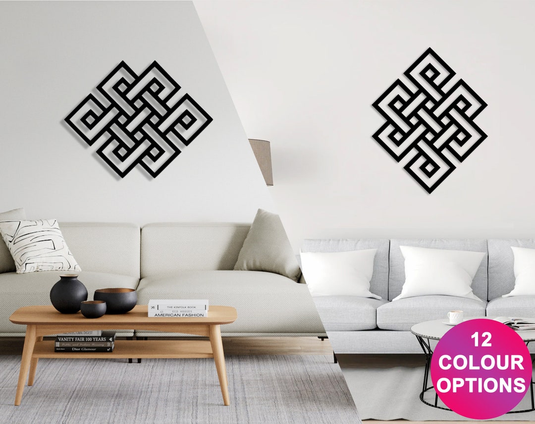 Tibetan Metal Wall Art, Geometric Design Metal Decor, Eternal Knot ...