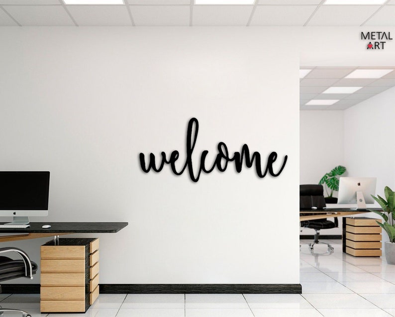 Metal Welcome Sign Modern Welcome Sign Metal Wall Decor - Etsy