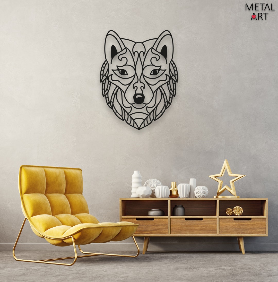 Wolf Metal Wall Art, Wolf Head Metal Wall Art, Metal Wall Art, 3D Wolf ...