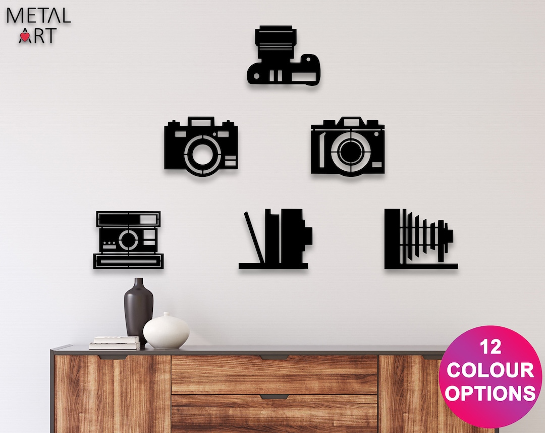 Camera Metal Wall Art, Photograph Studio XL Decor, Vintage Cameras ...