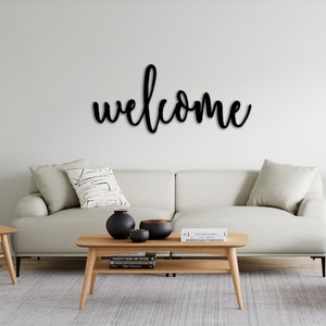 Metal Welcome Sign, Modern Welcome Sign Metal Wall Decor, Welcome Word ...