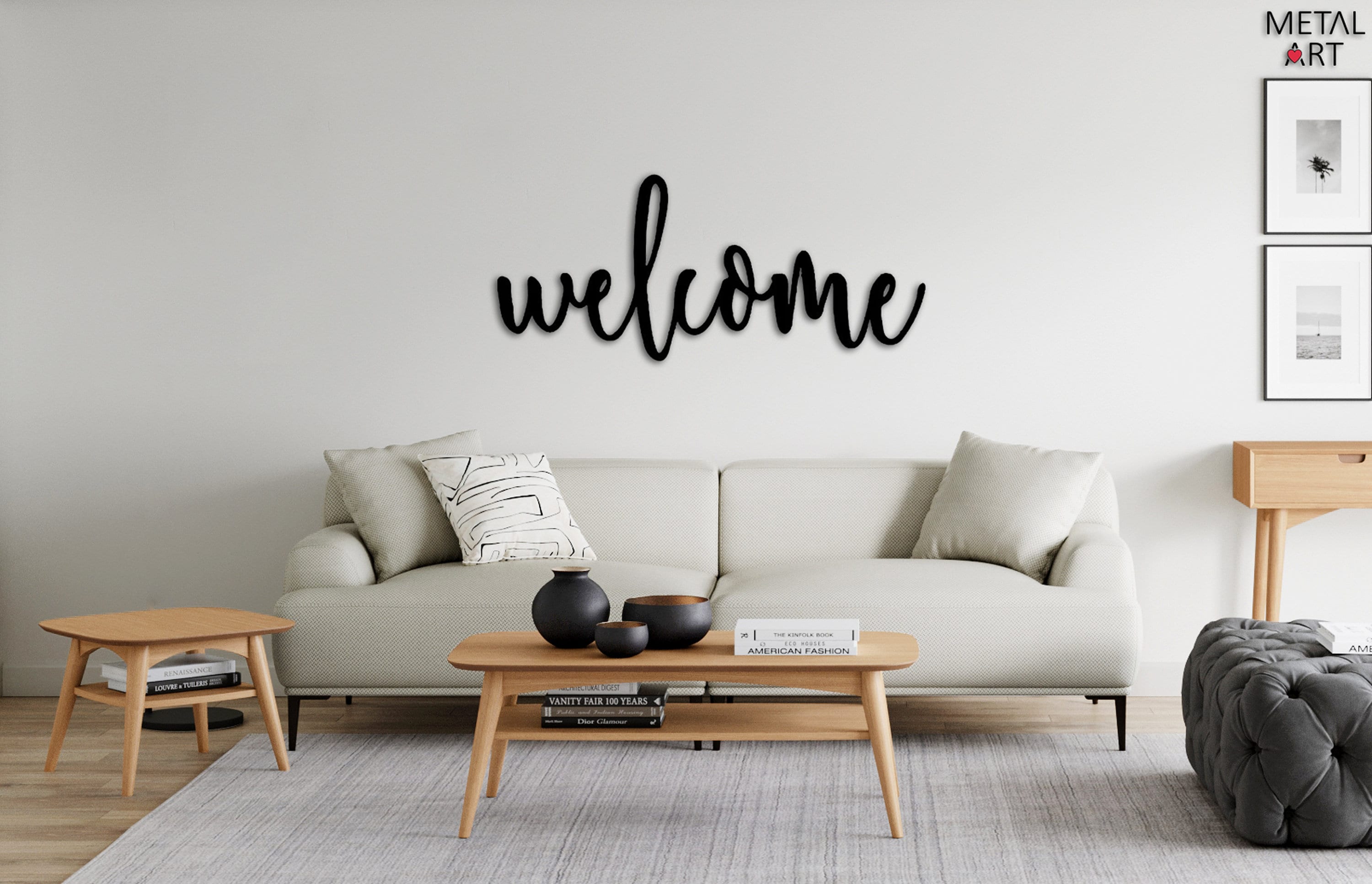 Metal Welcome Sign, Modern Welcome Sign Metal Wall Decor, Welcome Word ...