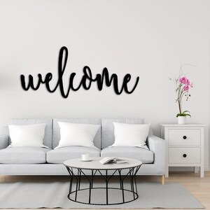 Metal Welcome Sign, Modern Welcome Sign Metal Wall Decor, Welcome Word ...