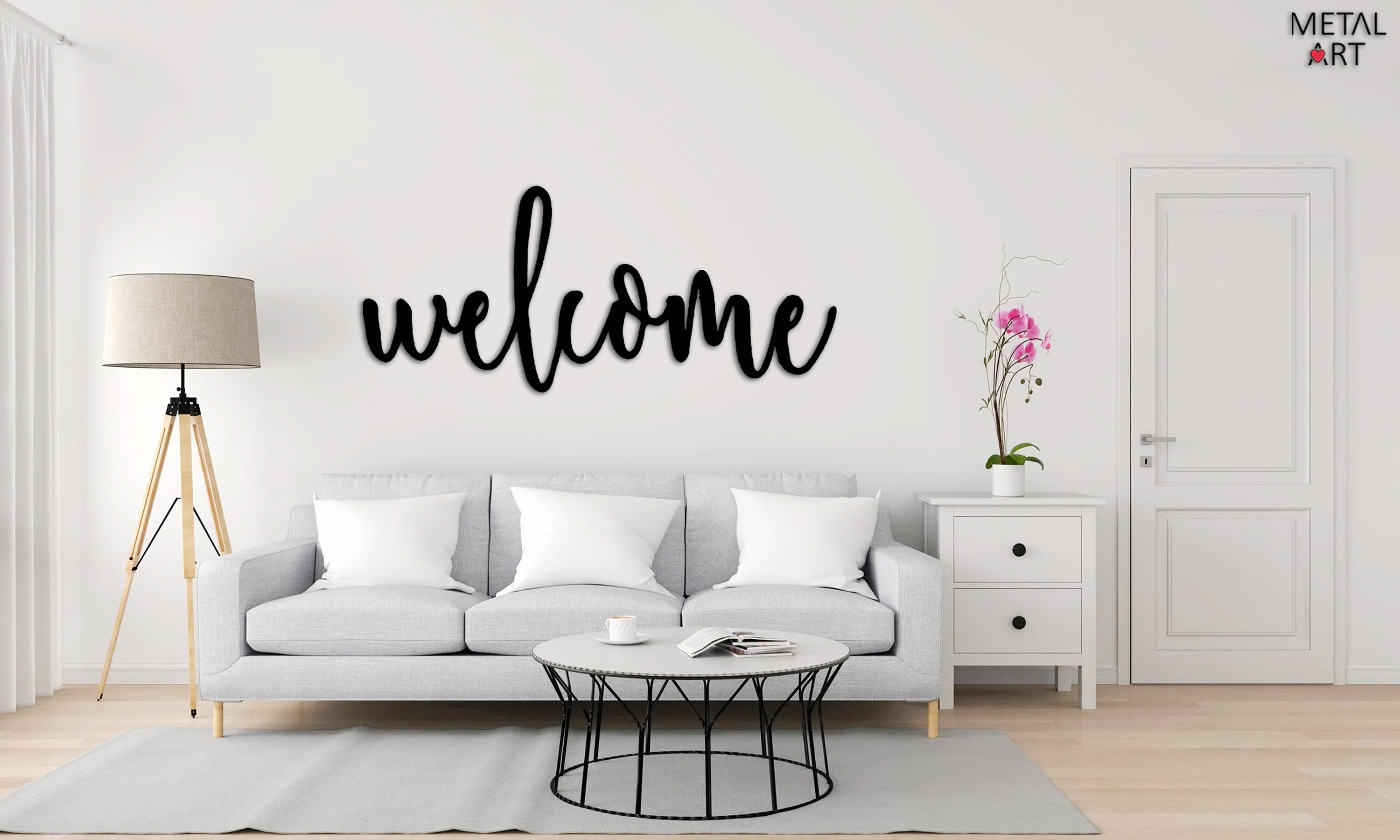 Metal Welcome Sign Modern Welcome Sign Metal Wall Decor - Etsy