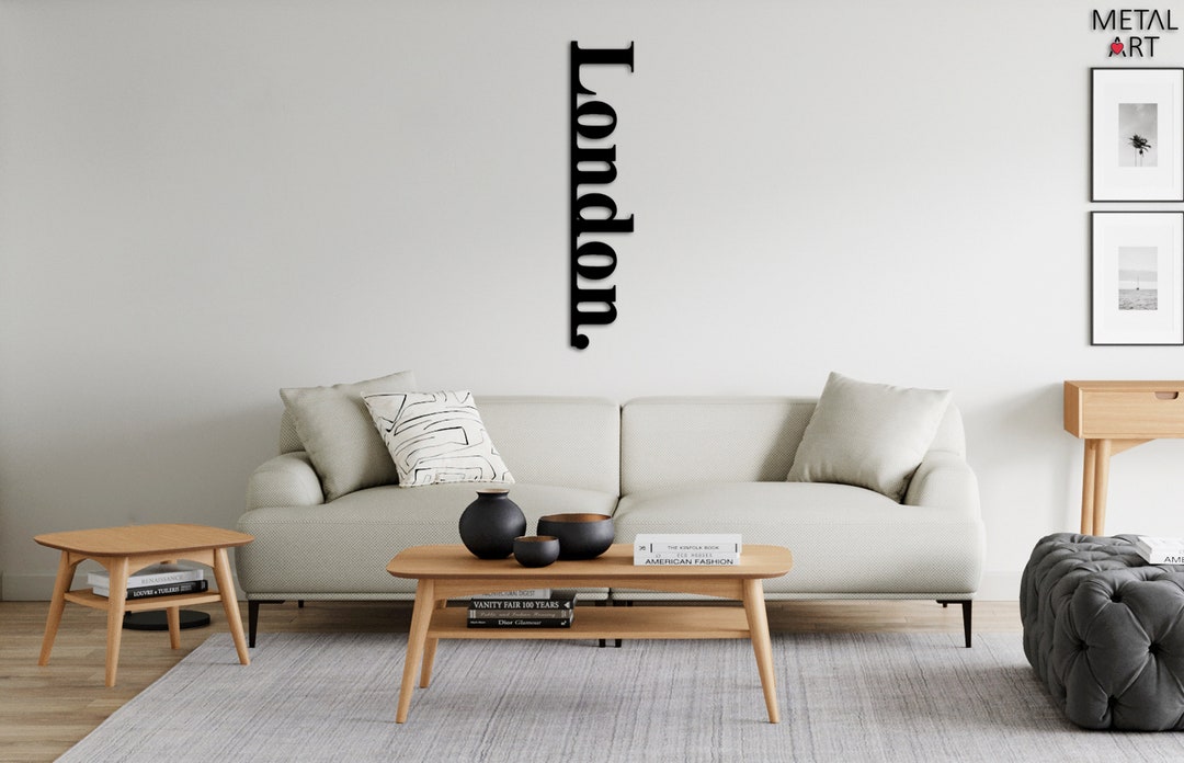 Personalized Metal City Name Sign, Modern City Sign Metal Wall Decor ...