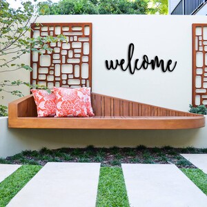 Metal Welcome Sign, Modern Welcome Sign Metal Wall Decor, Welcome Word ...