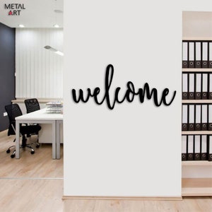 Metal Welcome Sign, Modern Welcome Sign Metal Wall Decor, Welcome Word ...
