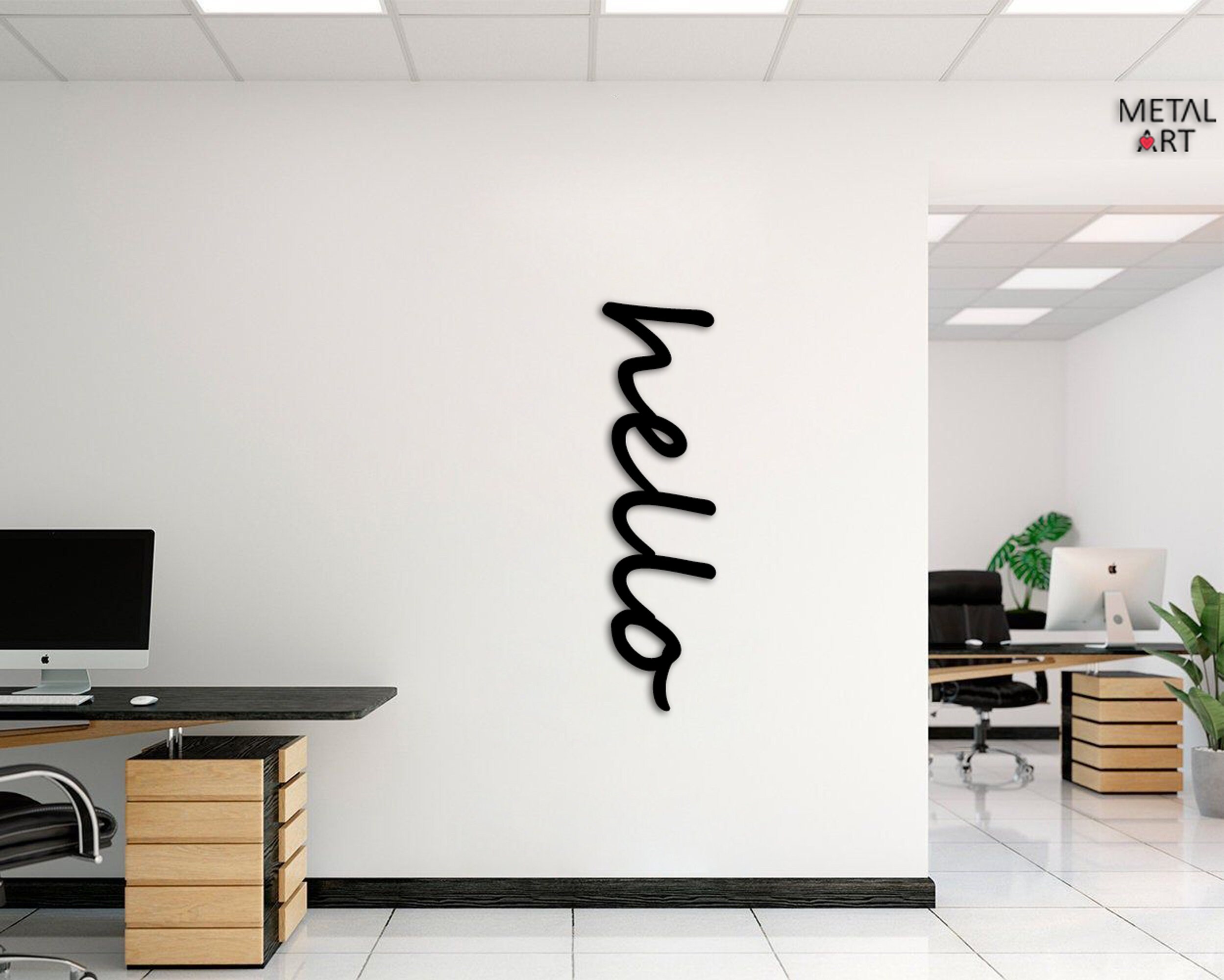 Metal Hello Sign Vertical Hello Modern Welcome Sign Metal - Etsy