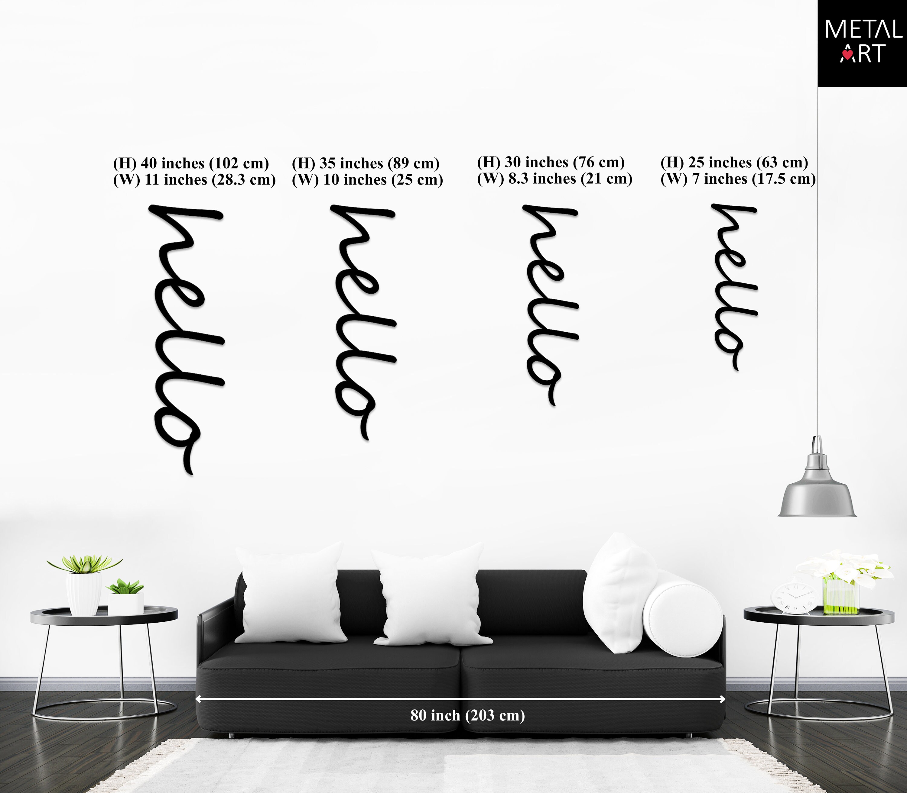 Metal Hello Sign Vertical Hello Modern Welcome Sign Metal - Etsy