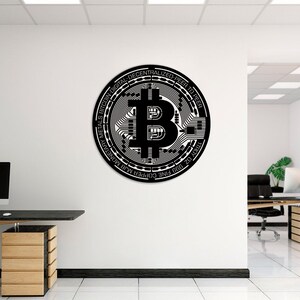 Bitcoin Symbol Metal Wall Art, Cryptocurrency Metal Wall Art, Crytpo ...