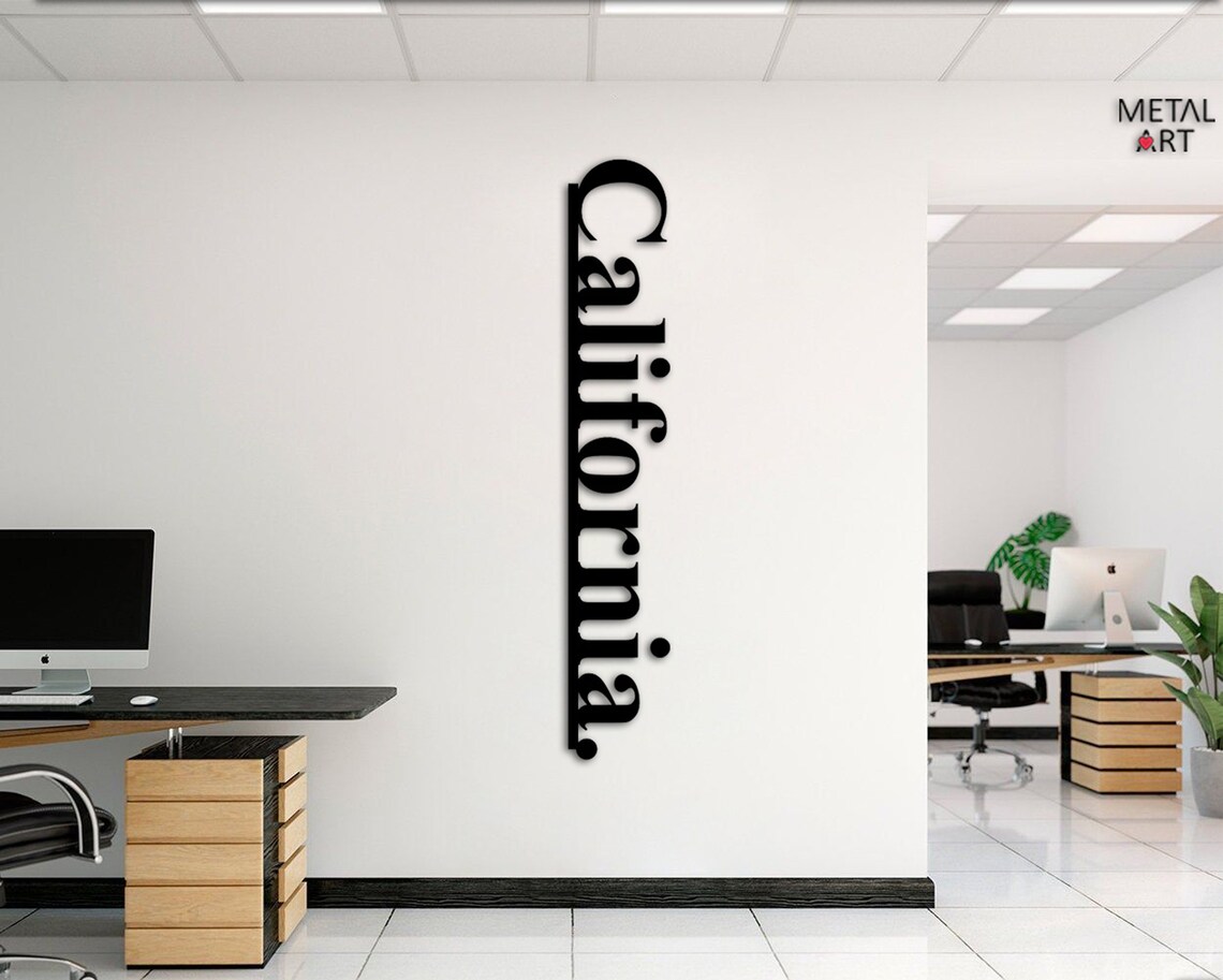 Personalized Metal City Name Sign, Modern City Sign Metal Wall Decor ...