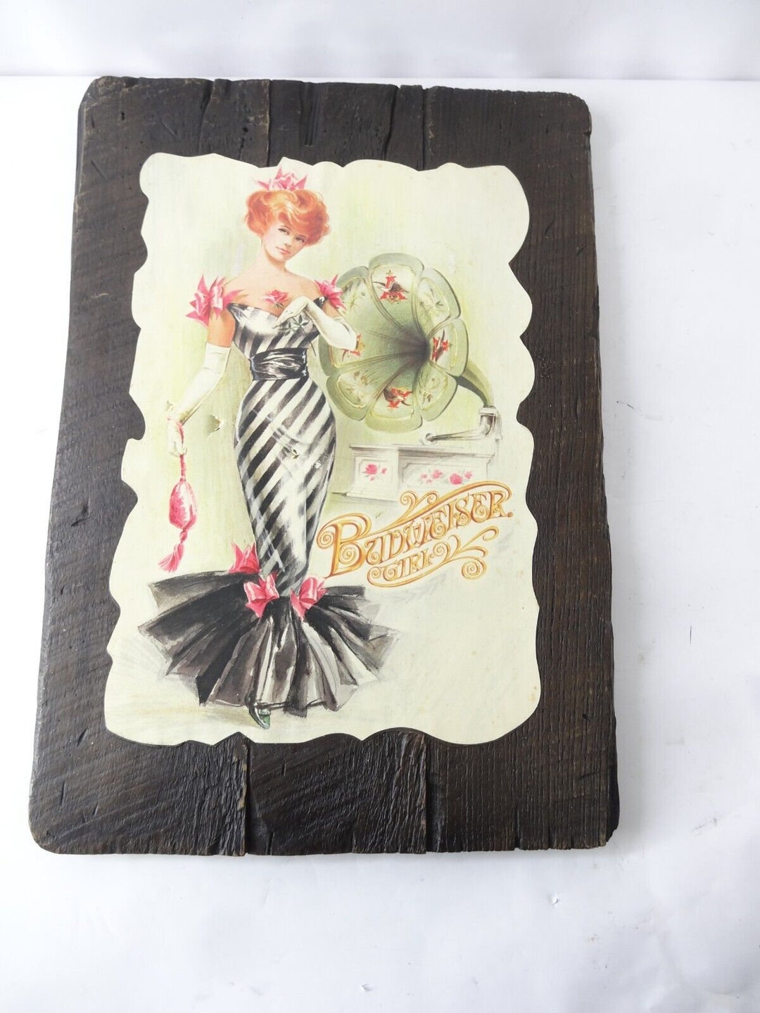 Antique Retro Budweiser Girl Sign by Workers Union Label VERY RARE - Etsy