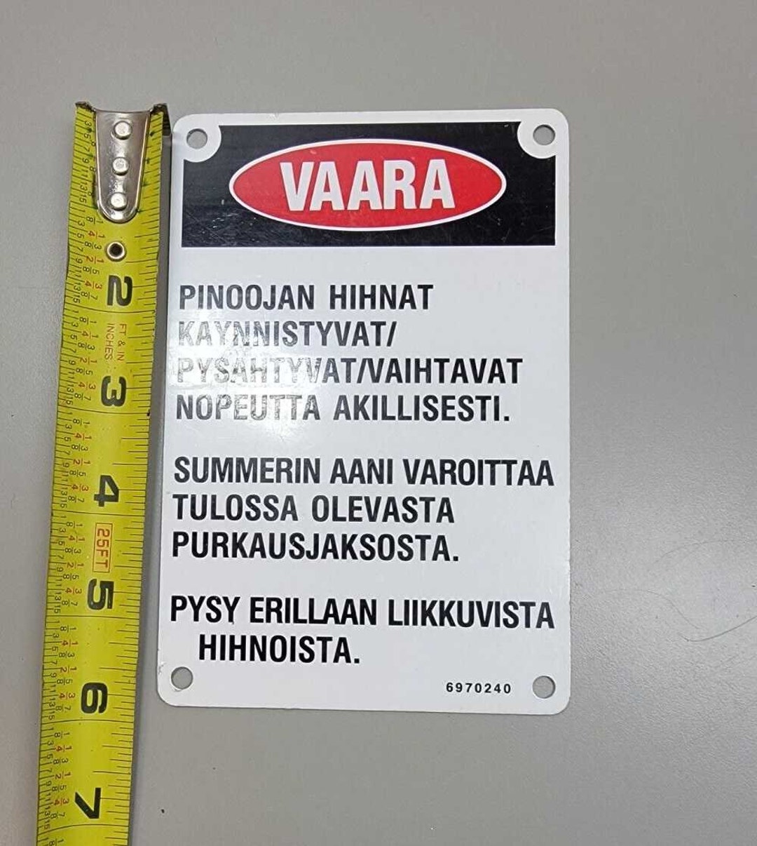 Quirky Finnish Warning Sign 4x6, Rare. Manufacturing, Cool for Mancave ...