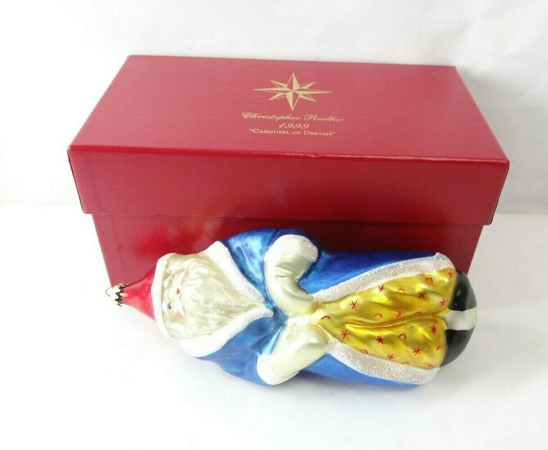 RARE Limited Edition Christopher Radko Large Blue & Gold Santa - Etsy