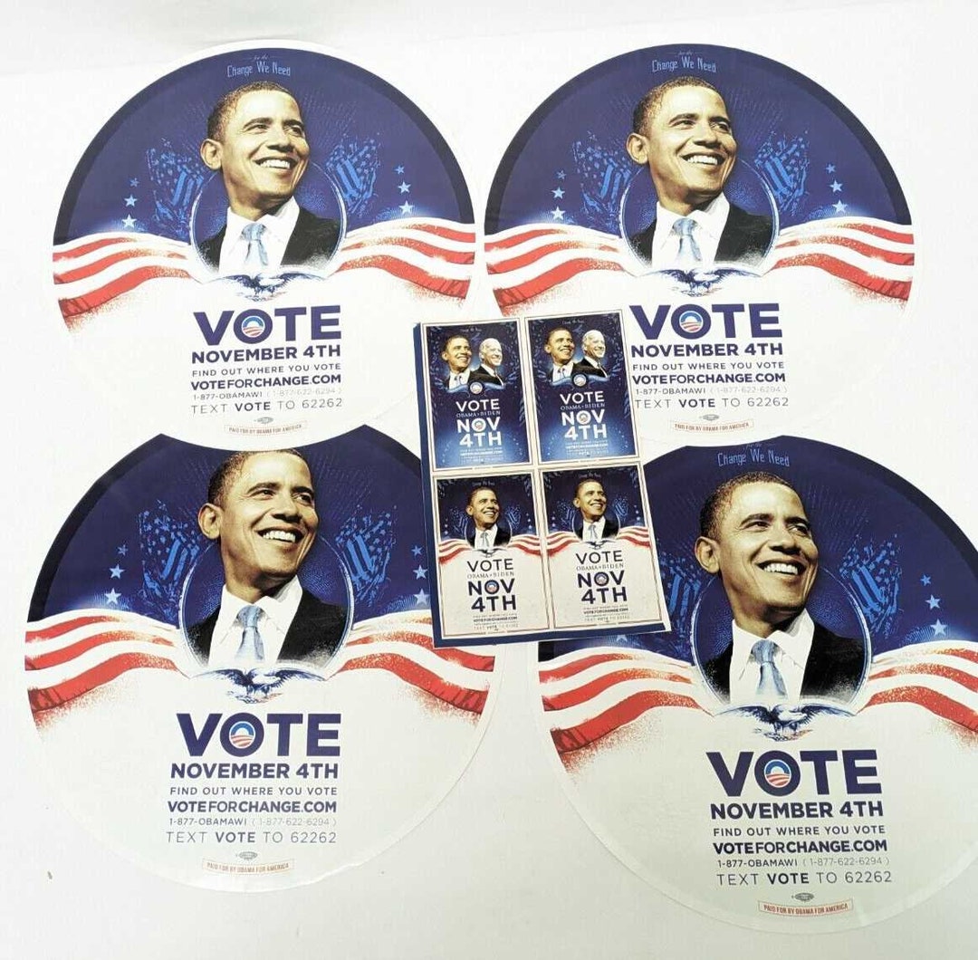 Vintage Barack Obama Campaign Election Memorabilia Lot of Decals ...
