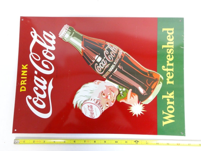 Classic Coca Cola Work Refreshed Coke Sprite Boy Tin Sign - Etsy