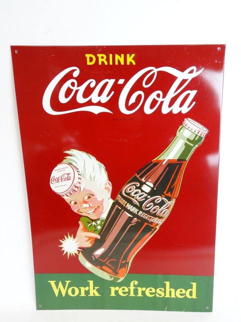 Classic Coca Cola Work Refreshed Coke Sprite Boy Tin Sign - Etsy