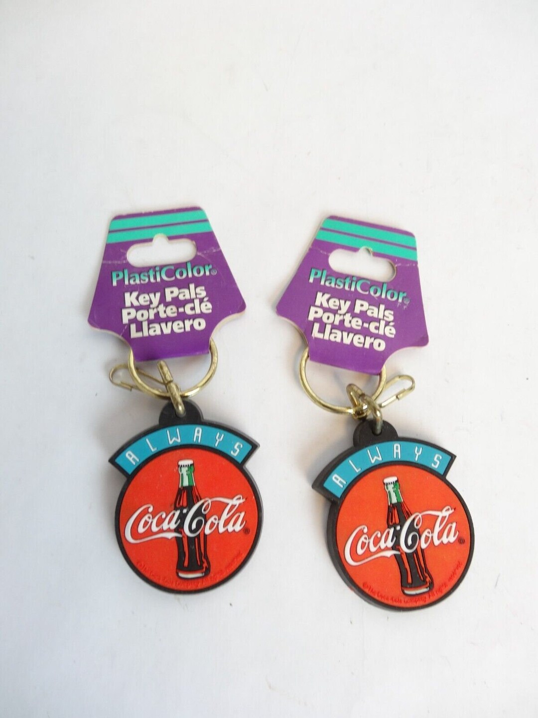 Lot of 2 Vintage 1990s Always COCA-COLA Coke Plasticolor Key Pals Rings ...