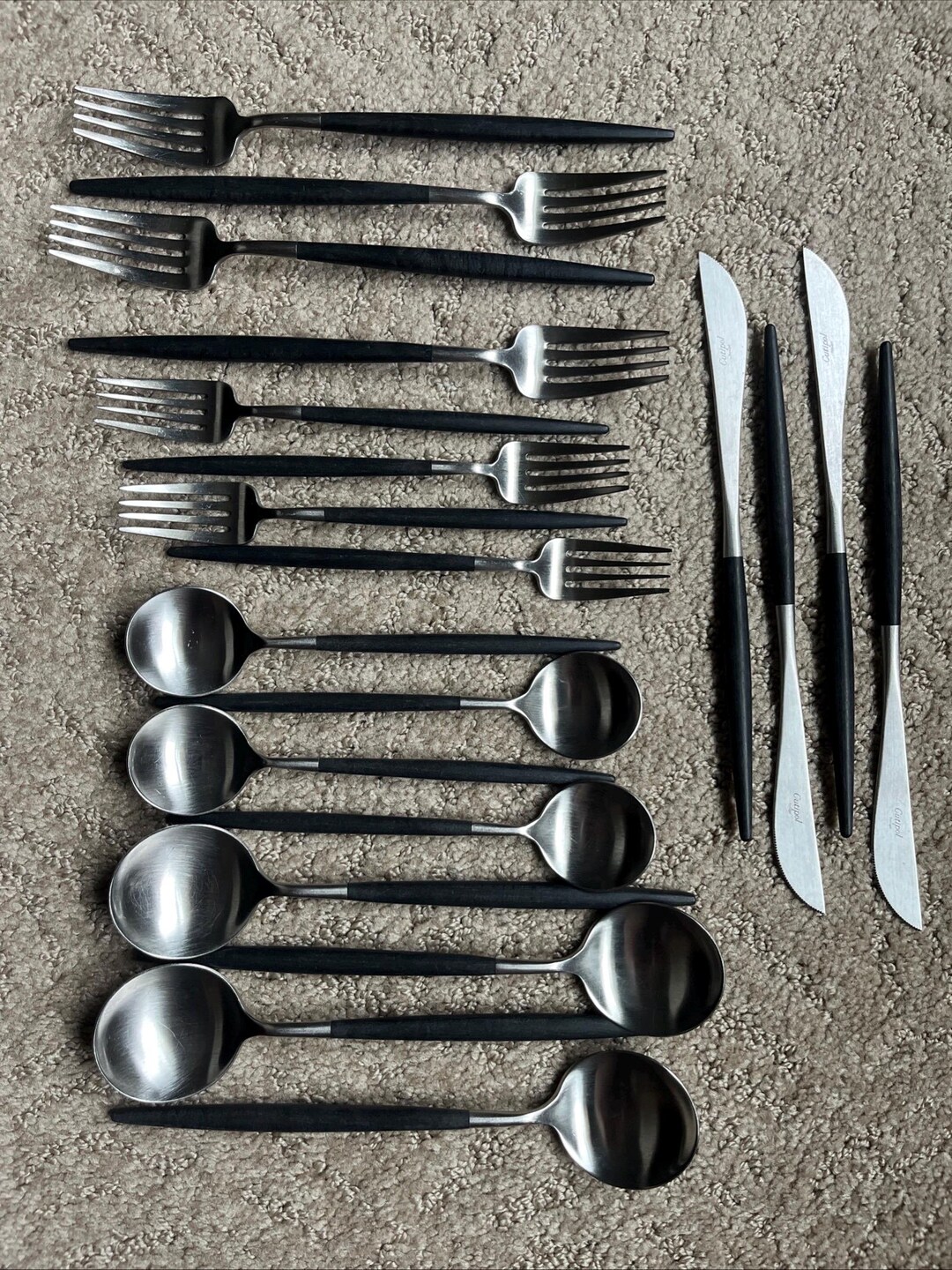20 Pcs Cutipol Goa Flatware Black Handle Stainless Portugal Service for ...