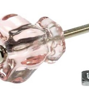 SOFT PINK GLASS Door Knob Cabinet Handles Cupboard Drawer Kitchen Pull ...