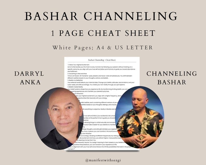 Bashar Channeling / 1 Page Cheat Sheet / A4 & US LETTER - Etsy