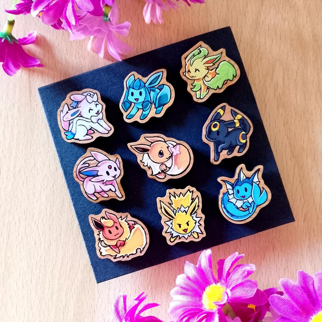Eeveelution Wooden Pin Set, 9 Cute Handmade Ita Pins - Etsy