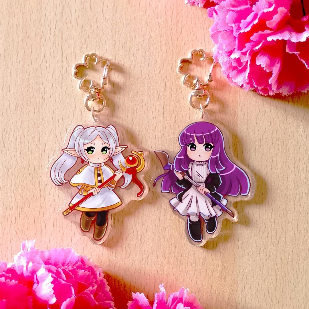 Frieren & Fern Keychains, Cute Acrylic Chibi Charms - Etsy