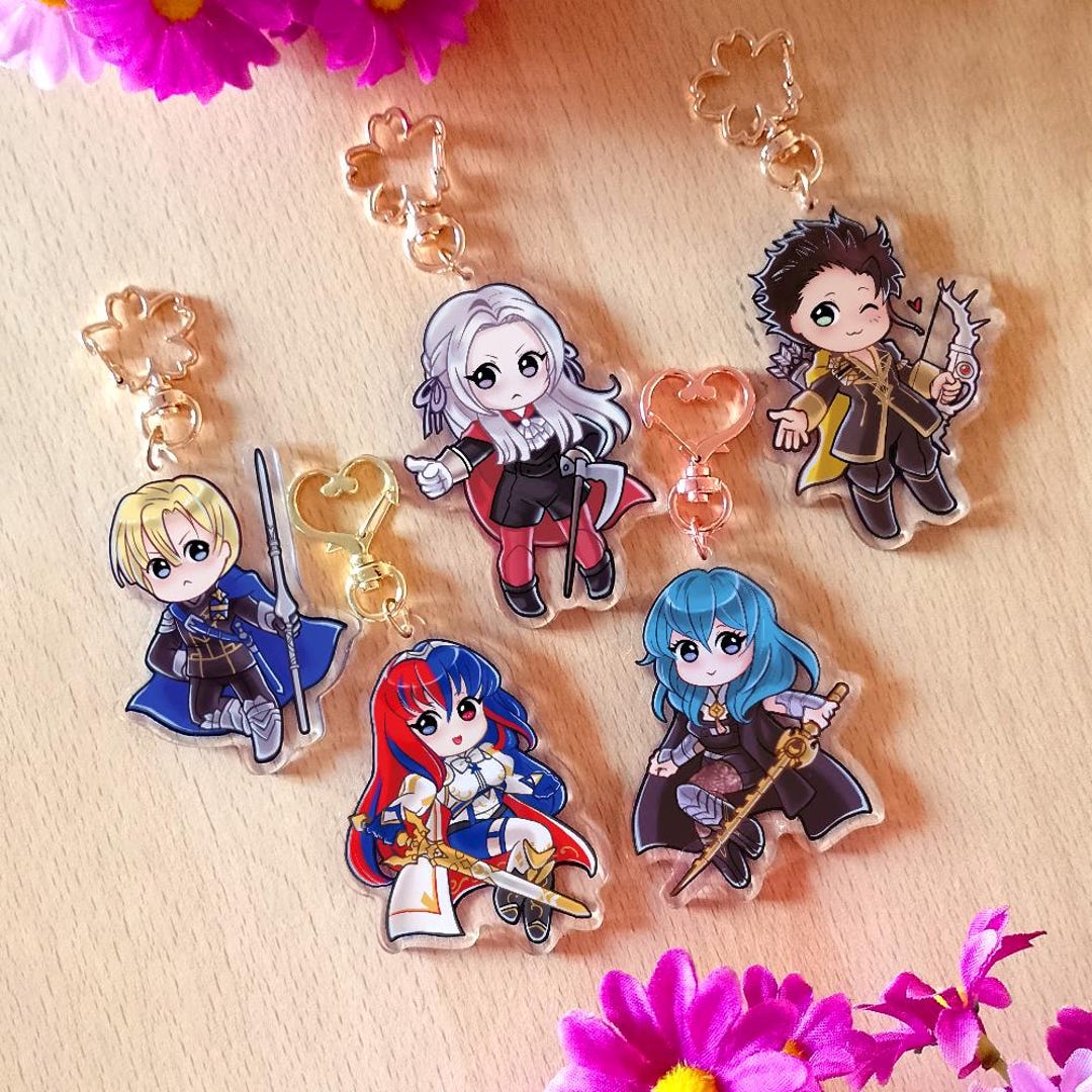 Fire Emblem 3 Houses & Engage Keychains, Edelgard Dimitri Claude Byleth ...