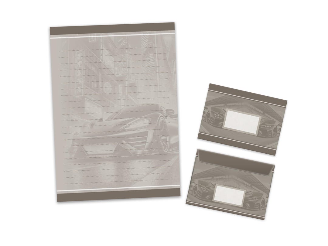 A4 Stationery Set, Racing Car, Cars, Letter Pad, Lined Paper, Envelopes ...