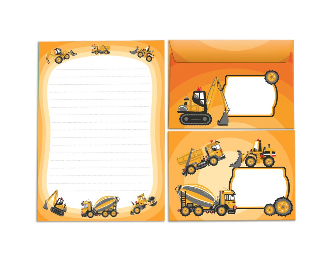 Stationery Set Letter Pad Blocks Envelopes Construction Site for ...