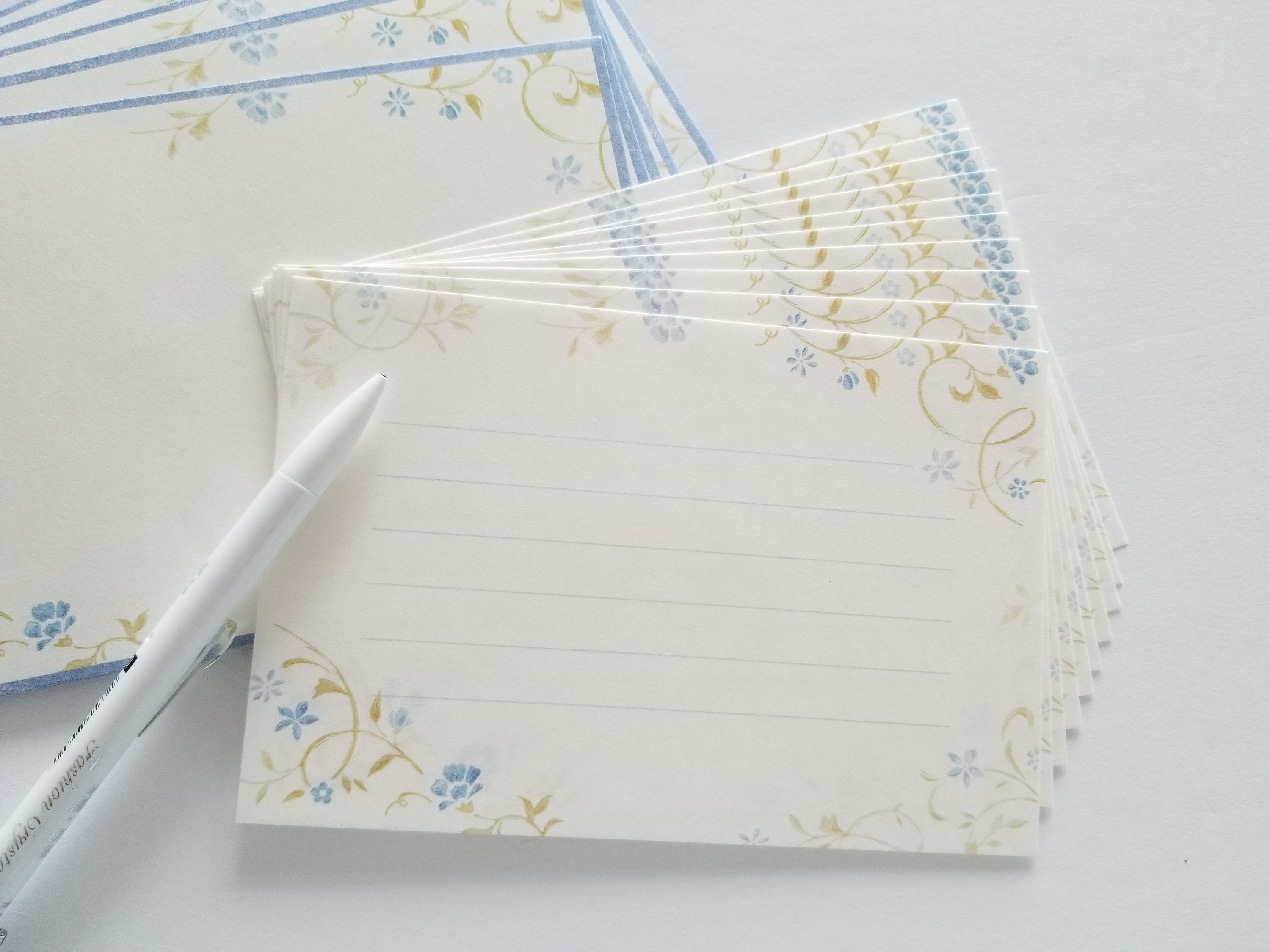 Blue Floral Writing Paper Sheets With Envelopes Japanese - Etsy