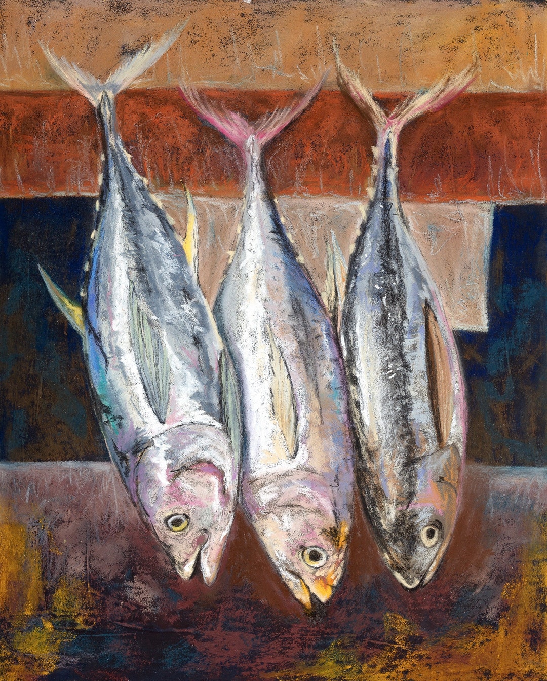 Fish Pastel on Pastelmat Paper, Wall Art, Unique Piece, Pastel Drawing ...