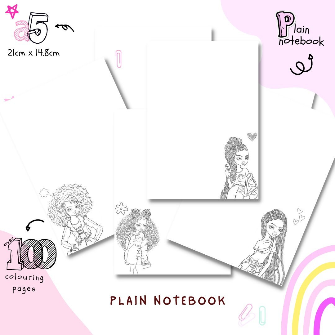 Zazworld Notebook | Black Girl Notebook | Stationery | Plain Notebook ...