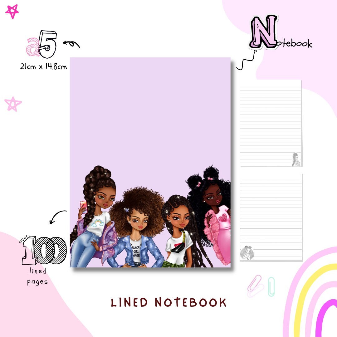 Zazworld Notebook | Black Girl Notebook | Stationery | Plain Notebook ...