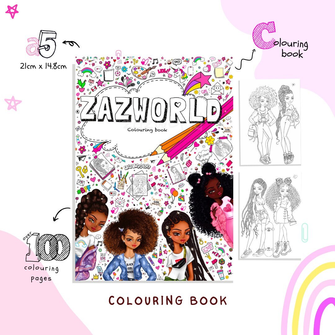 Zazworld Colouring Book | Black Girl Colouring | Stationery | Mindful ...