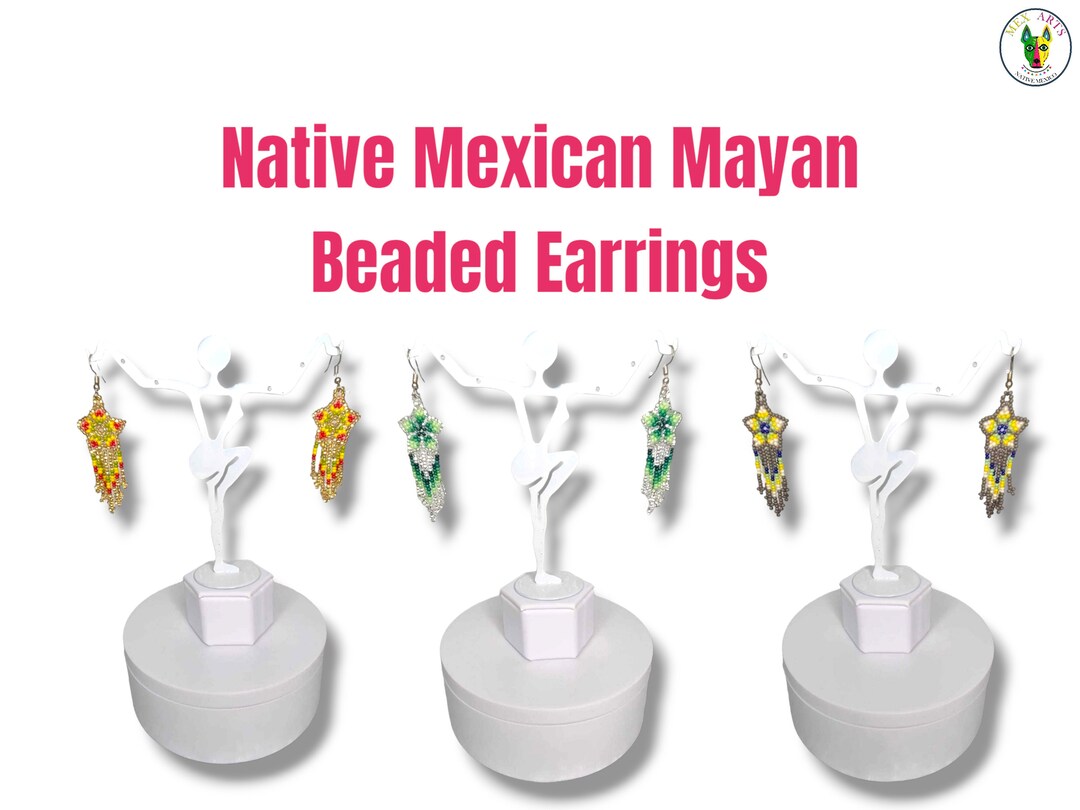 Native Mexican Mayan Beaded Earrings - Etsy
