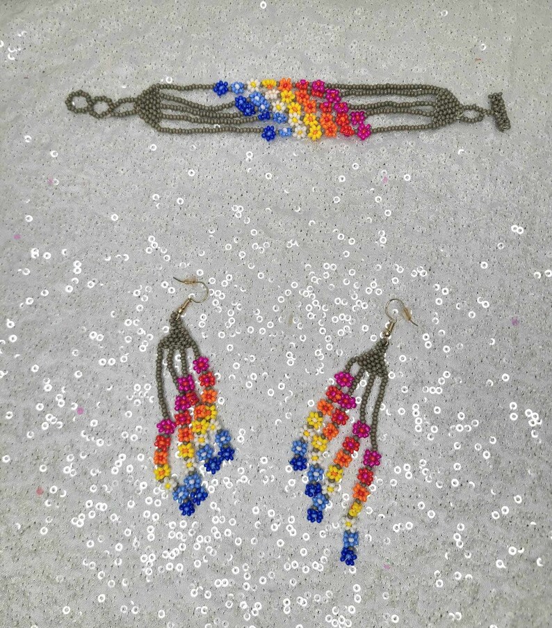 Bead Set for Indians, Huichol Art Long Bead Set, Mexican Native Set. - Etsy