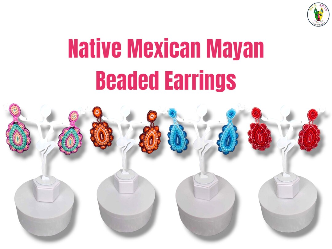 Native Mexican Mayan Beaded Earrings - Etsy