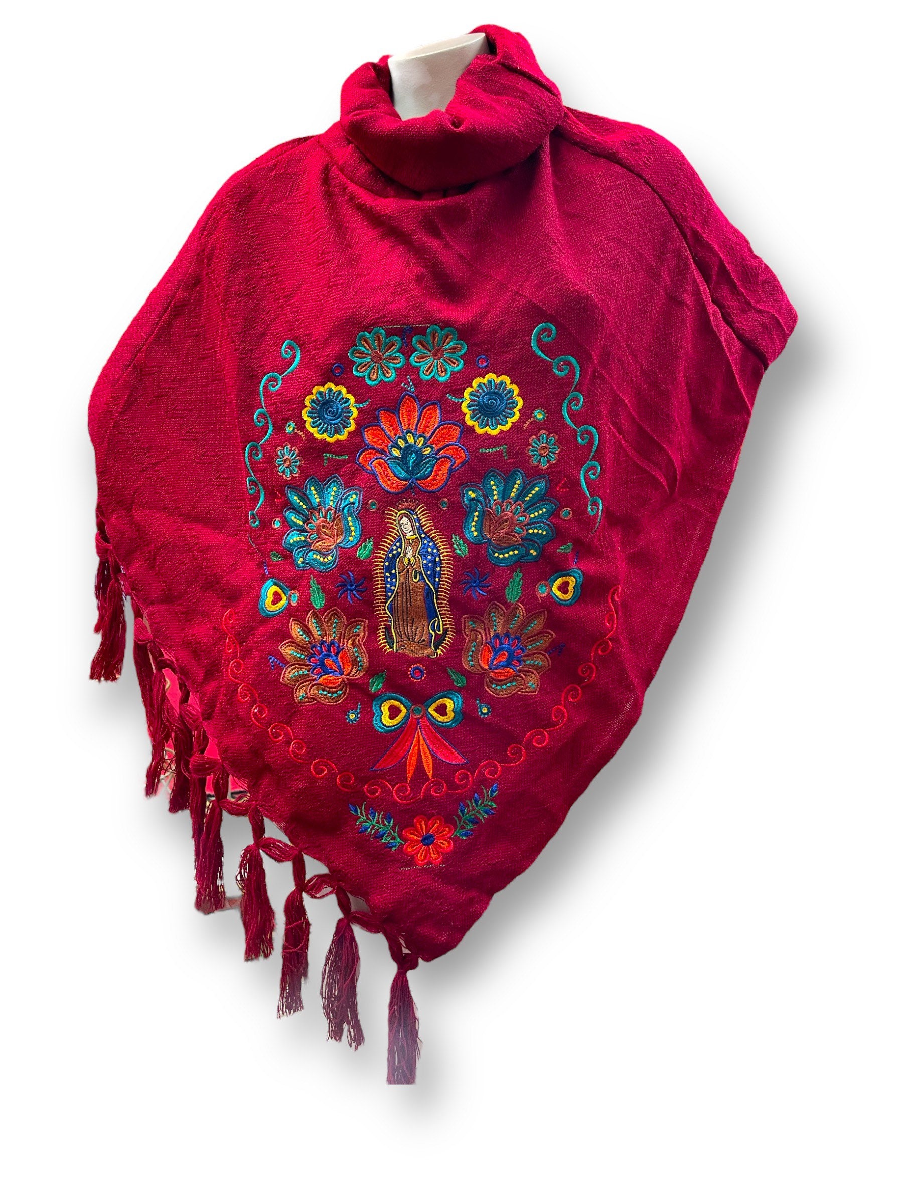 Virgin Mary Mexican Poncho, Mañanitas Mexicanas, Hand Embroidered ...