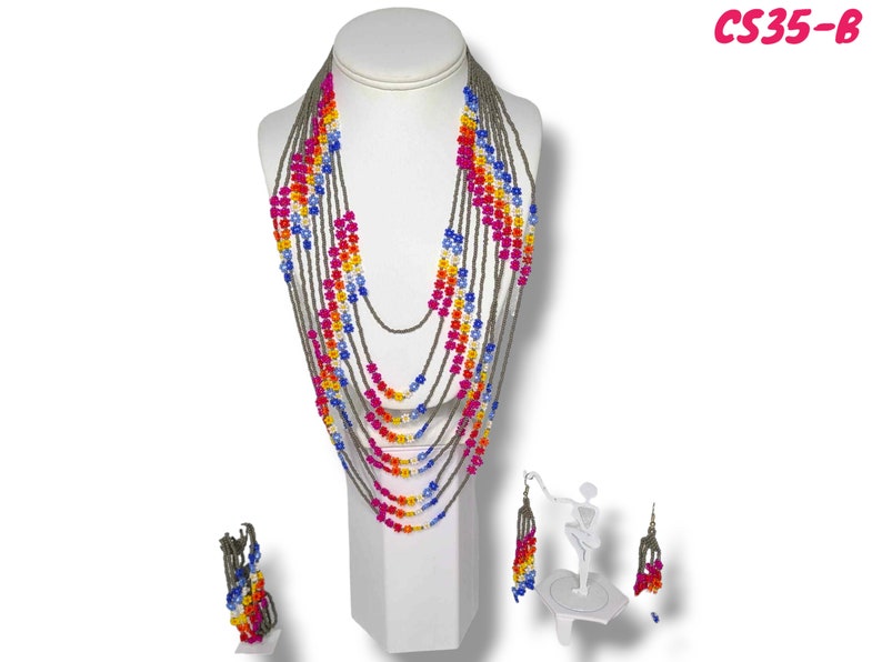 Bead Set for Indians, Huichol Art Long Bead Set, Mexican Native Set. - Etsy