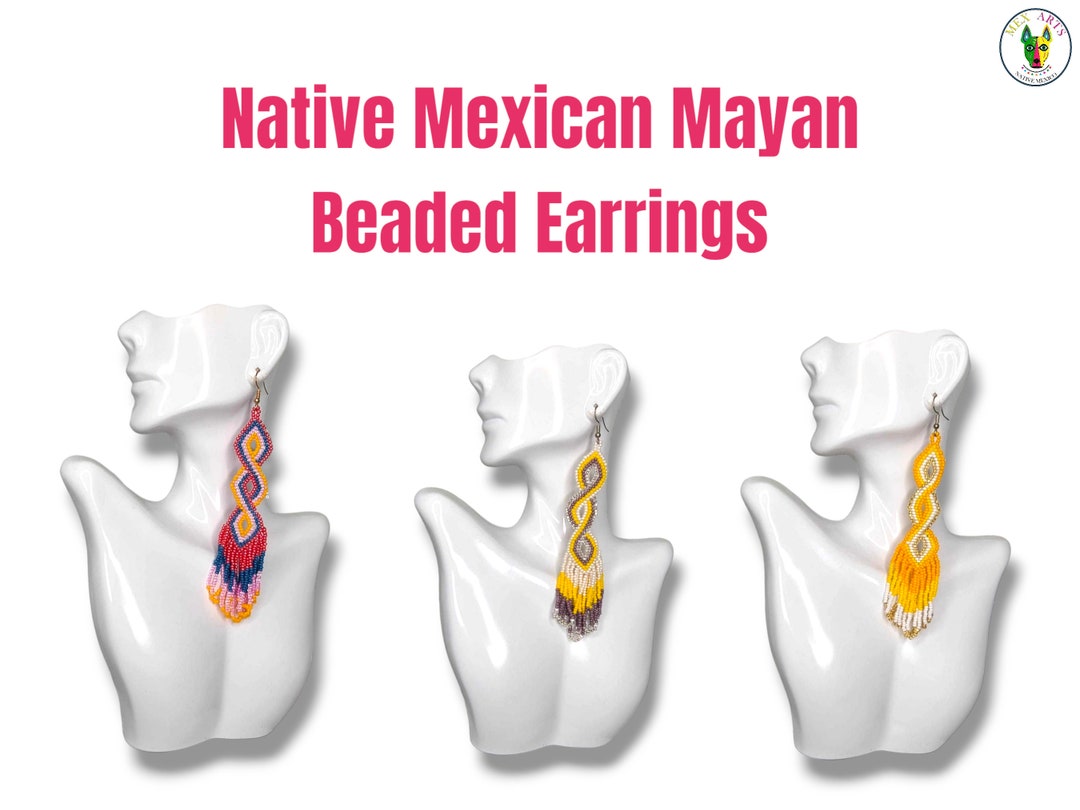 Native Mexican Mayan Beaded Earrings - Etsy