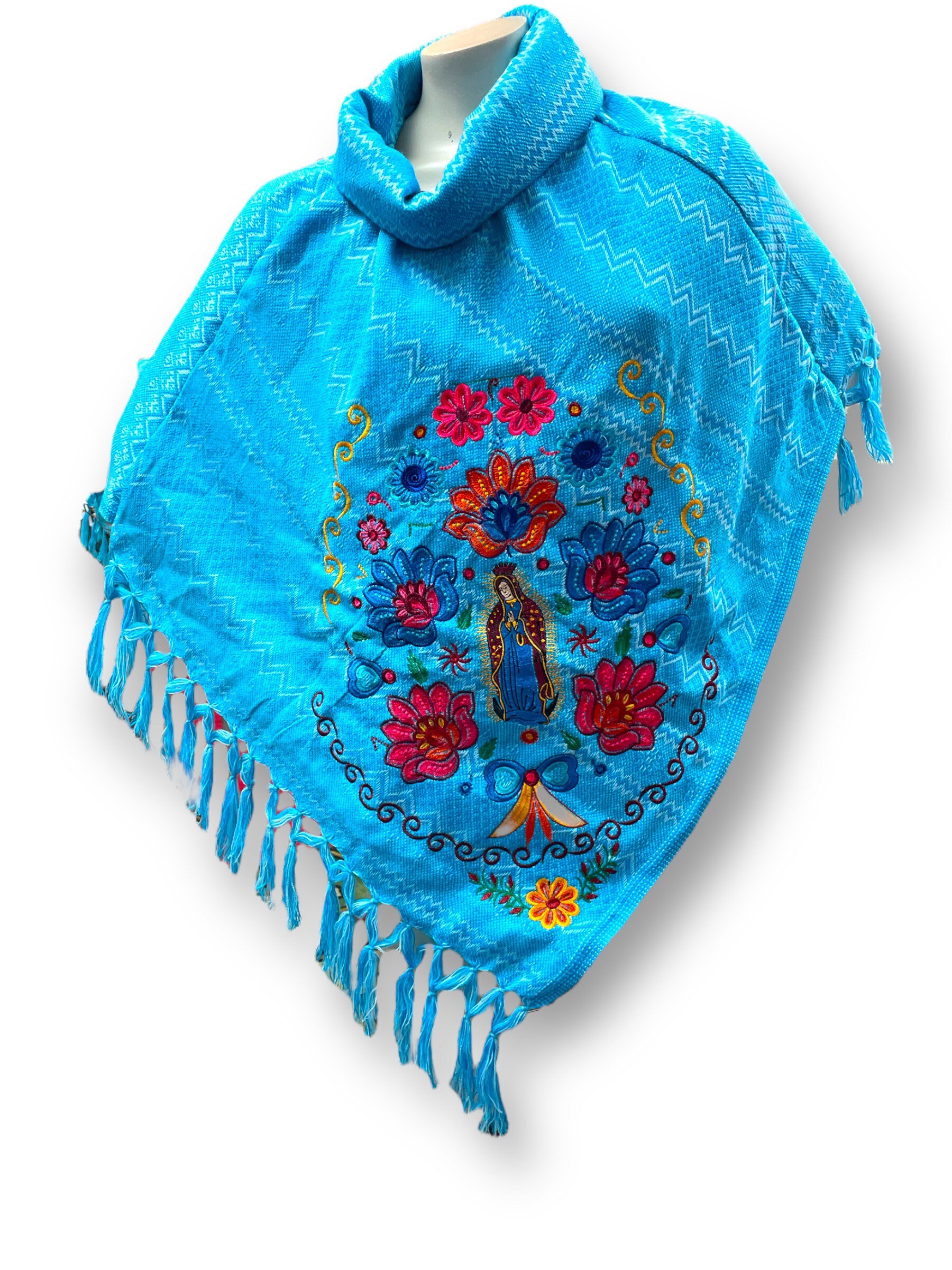 Virgin Mary Mexican Poncho, Mañanitas Mexicanas, Hand Embroidered ...