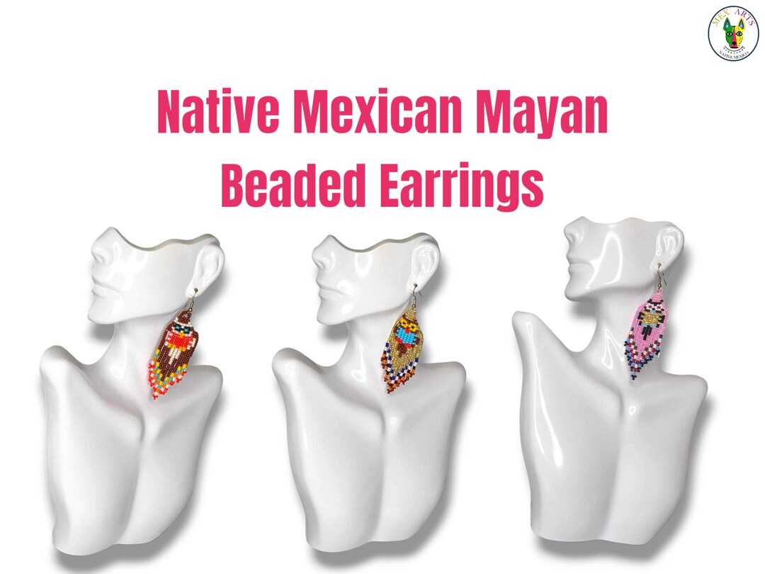 Native Mexican Mayan Beaded Earrings - Etsy
