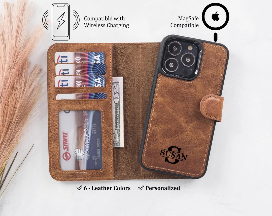 Personalized iPhone Wallet Case, Handmade Leather Phone Case for iPhone ...