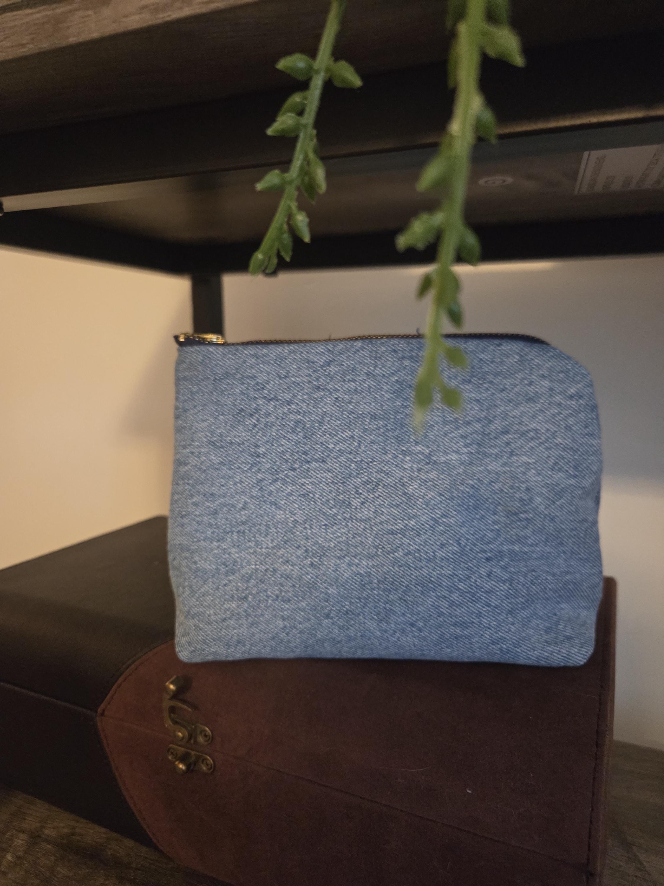 Upcycled Denim Zipper Pouch: Makeup Bag Made From Real Denim Jeans - Etsy