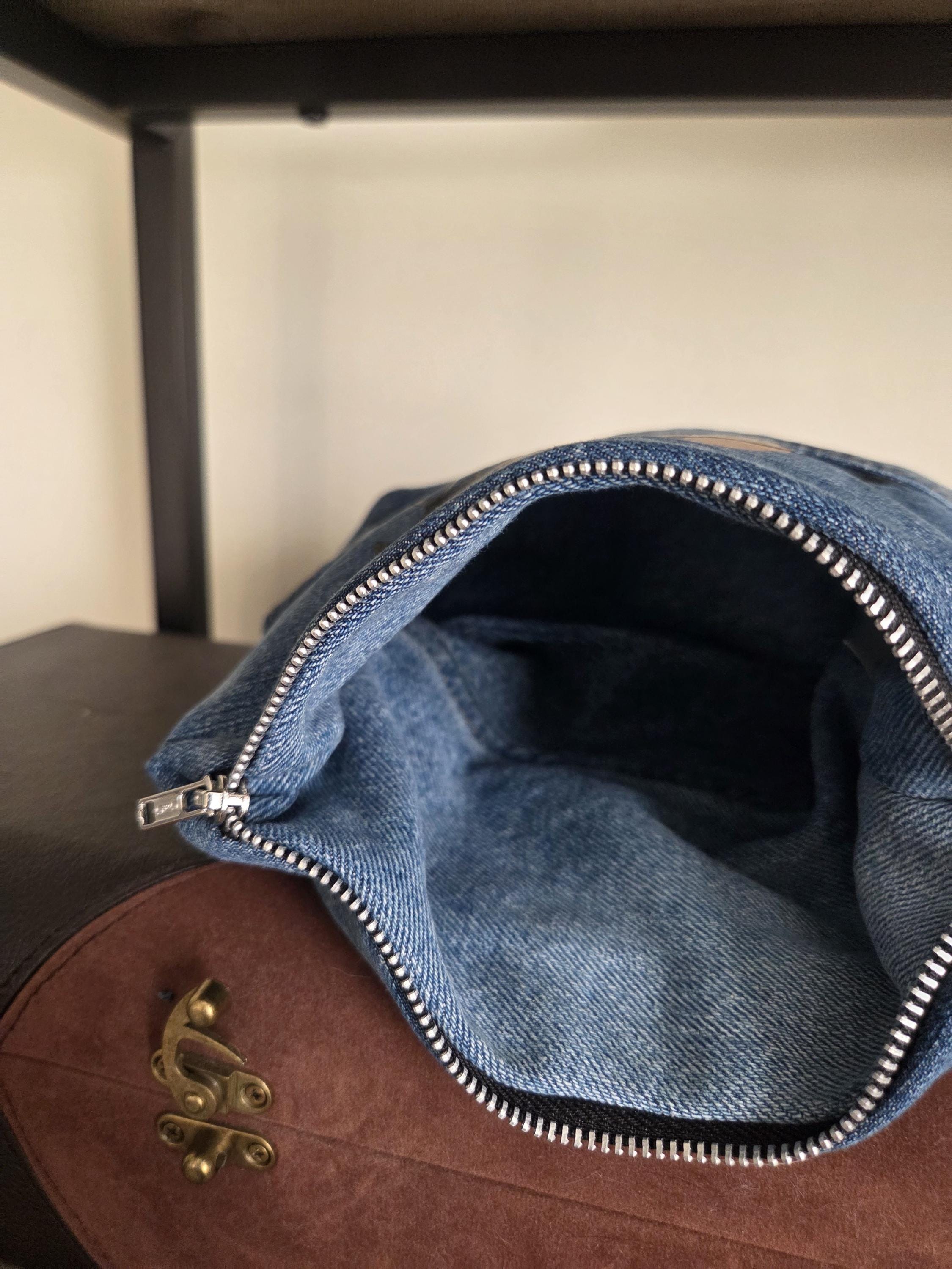 Upcycled Denim Zipper Pouch: Makeup Bag Made From Real Denim Jeans - Etsy