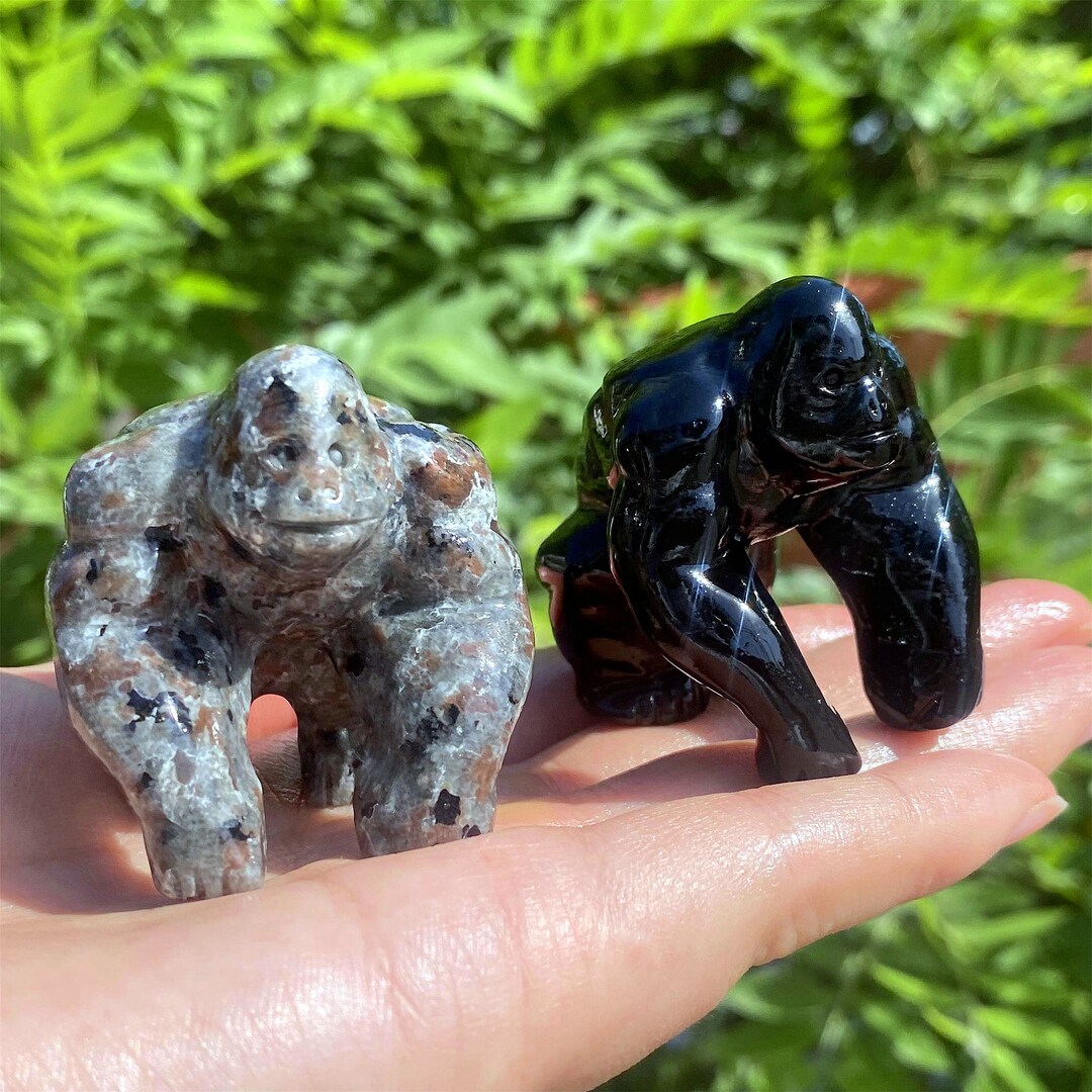 2"+natural Yooperlite+obsidian Gorilla,crystal Monkey,home Decoration ...