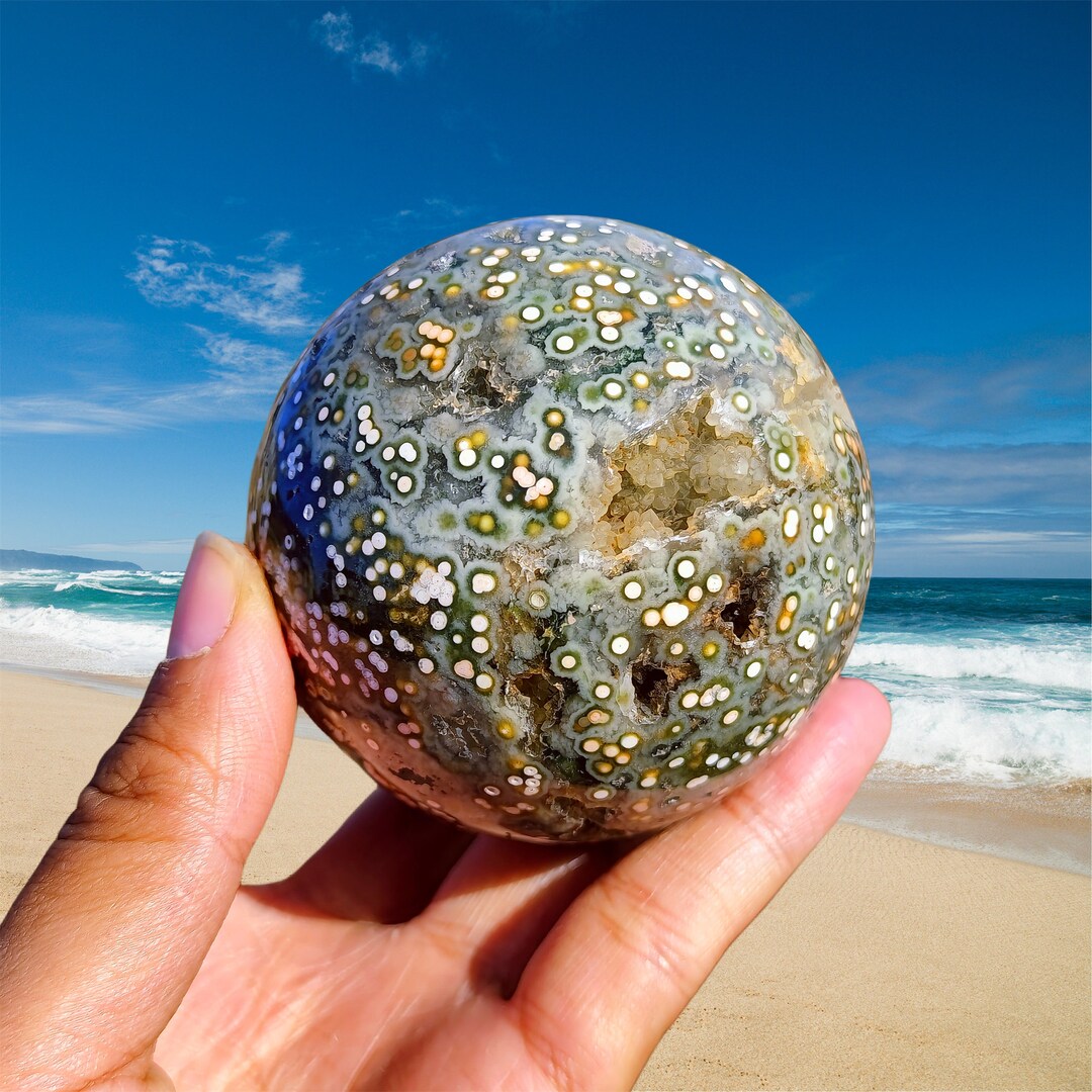 542G Natural Ocean Jasper Ball,quartz Crystal Ball,reiki Healing ...