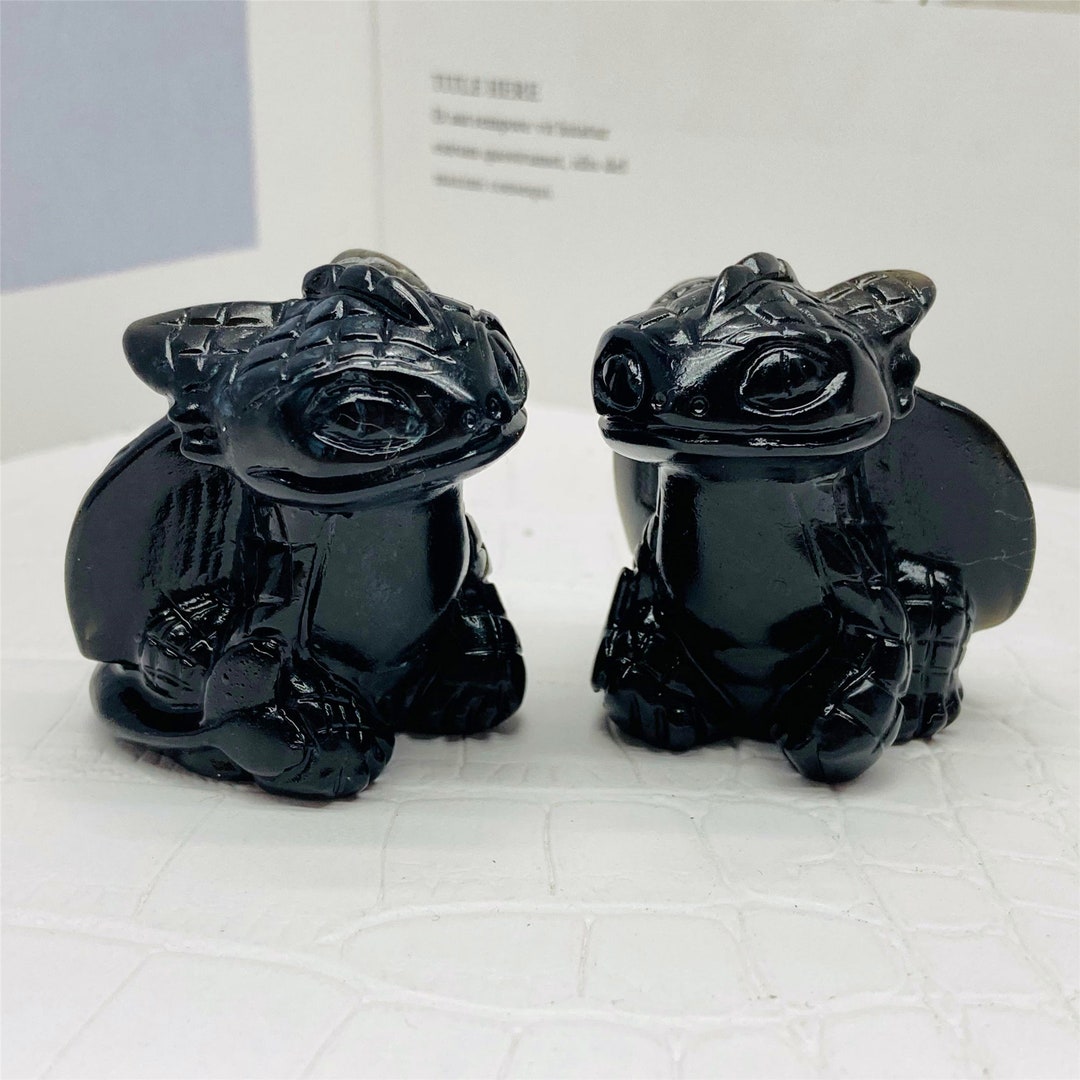 1.5 Natural Hand Carved Obsidian Toothless,quartz Crystal Toothles ...